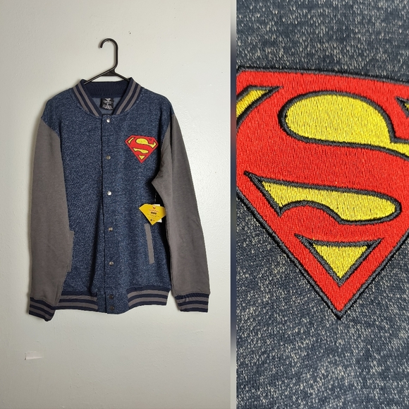 DC Comics | Jackets & Coats | Dc Comics Superman Varsity Jacket Blue ...